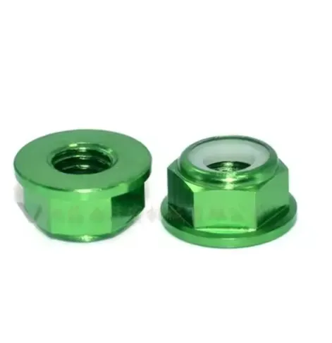Anodized Aluminum M5 Flange Nylon Lock Nuts (20 pcs) - Green - MegaDron